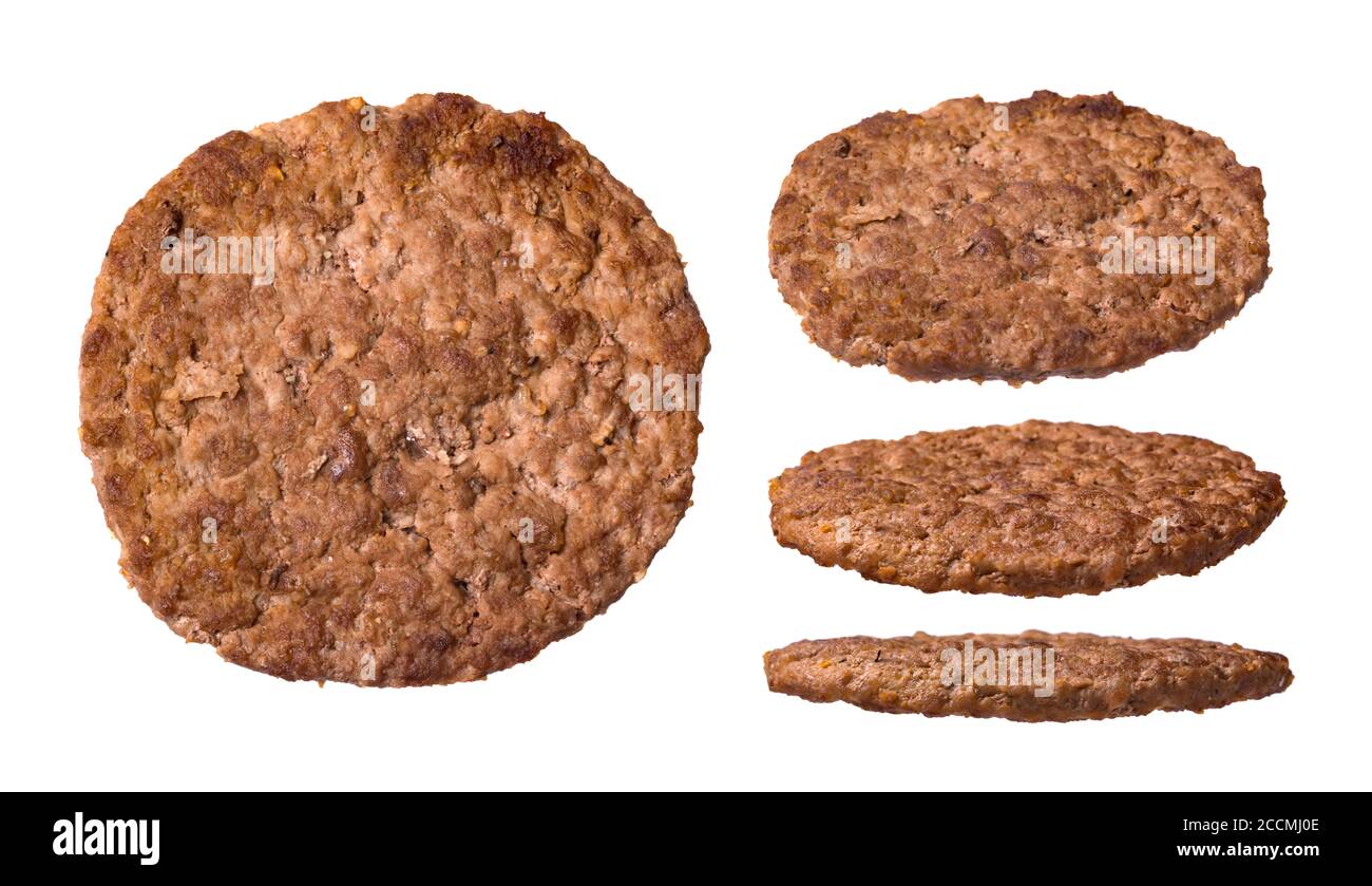 Set of burger cutlets isolated on white background Stock Photo - Alamy