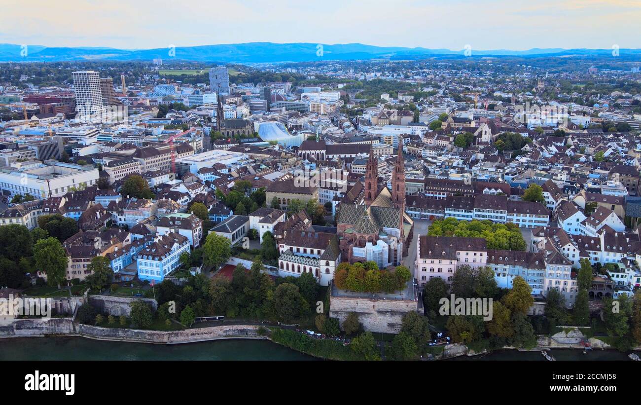 Rhine river bridge with skyscraper in basel hi-res stock photography ...
