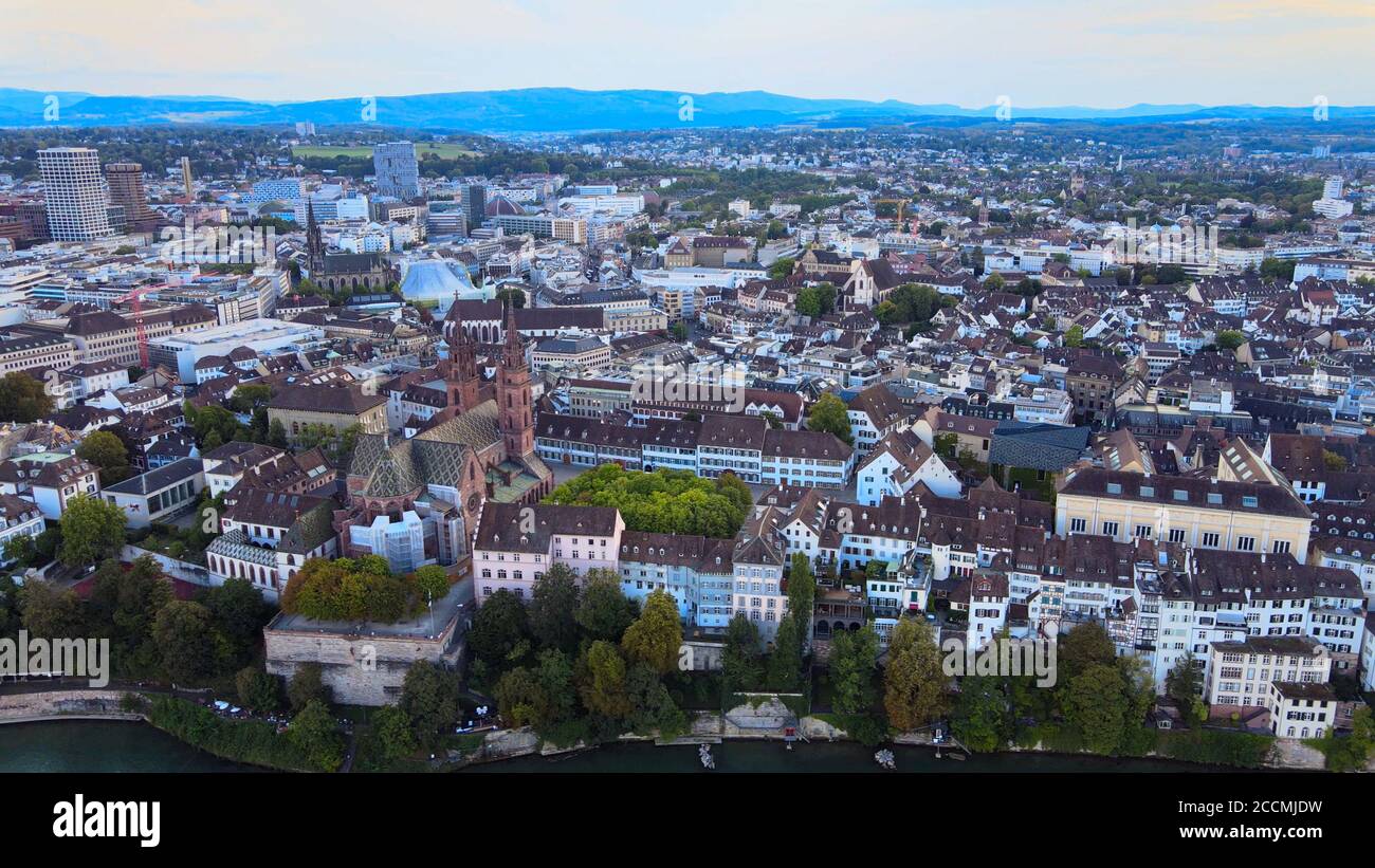Rhine river bridge with skyscraper in basel hi-res stock photography ...