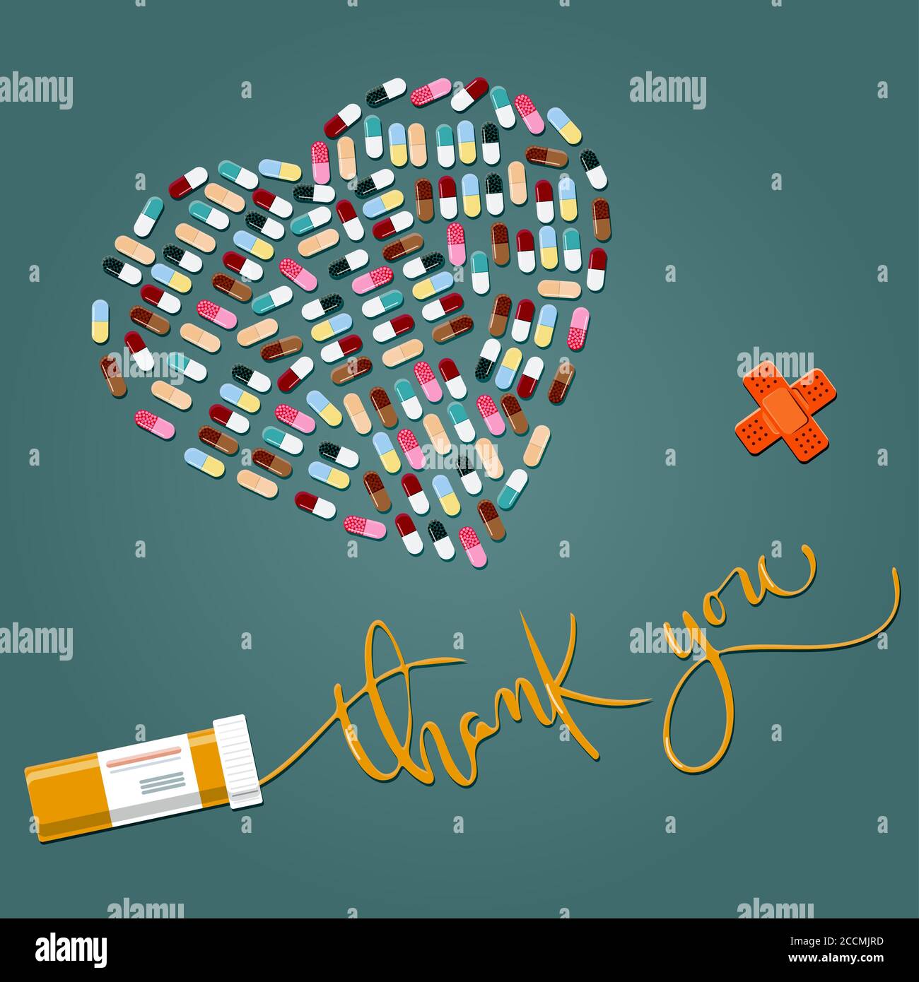 A thank you card for a doctor, nurse,or pharmacologist. A pill heart ...