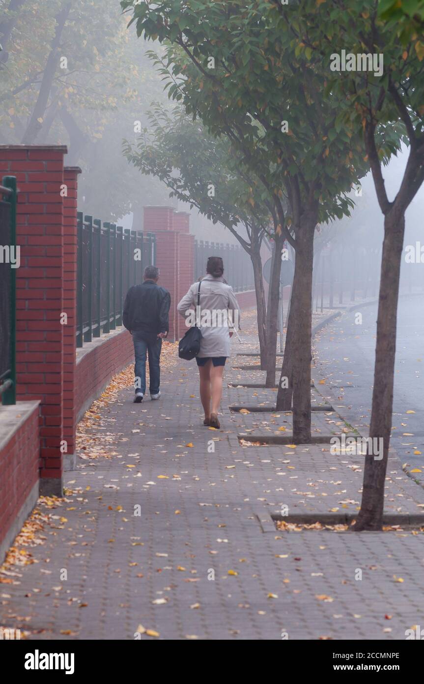 People walking on the street. Real people. View from behind Stock Photo ...