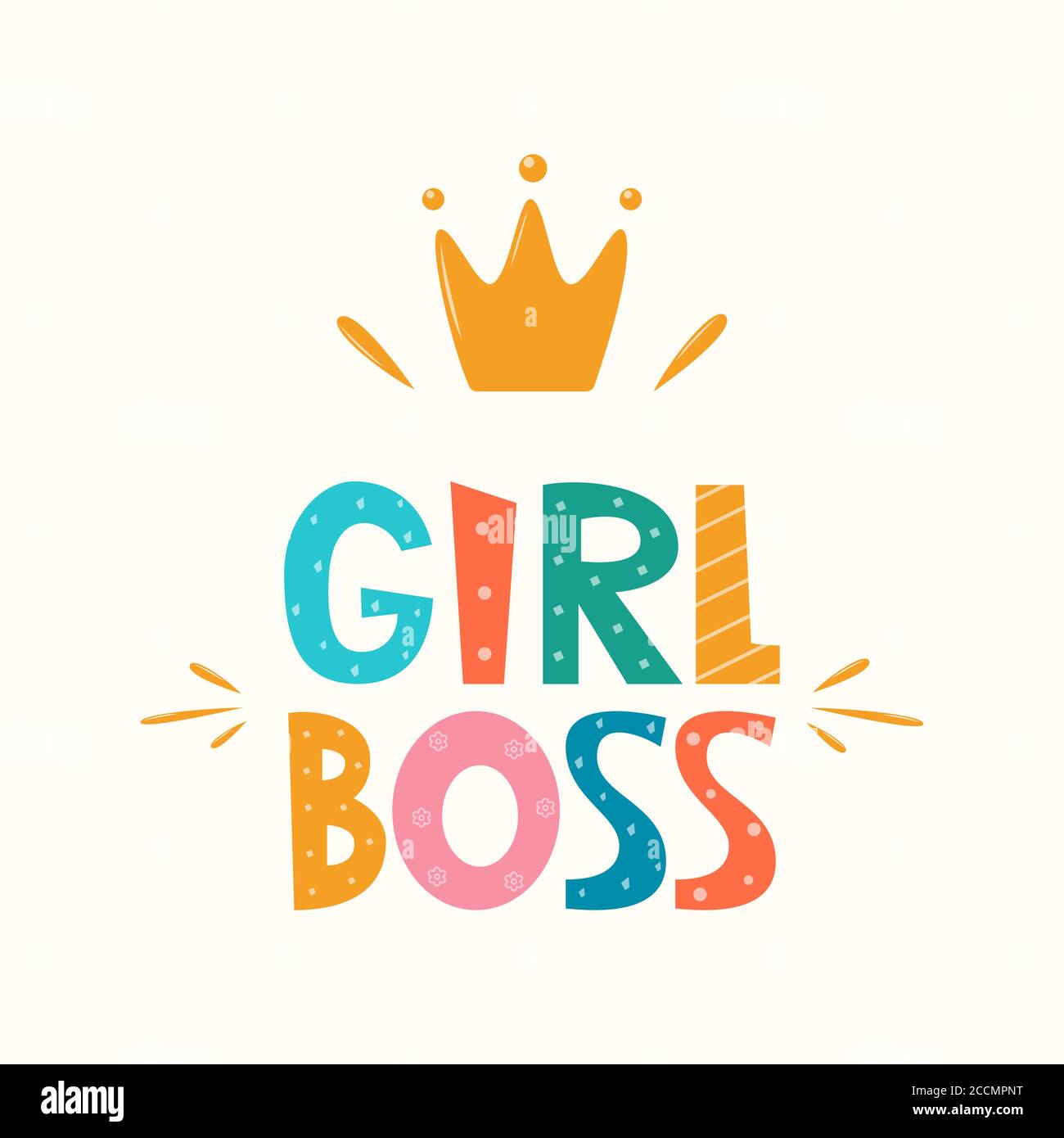 Girl Boss, lettering with crown symbol. Logo, icon, label for your ...