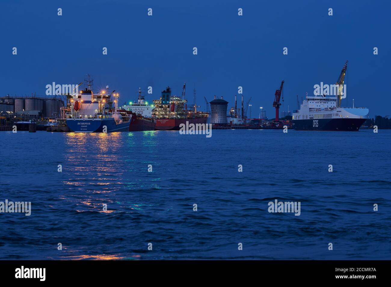 Vlaardingen, Netherlands - August 10, 2020: Three vessels in the ...