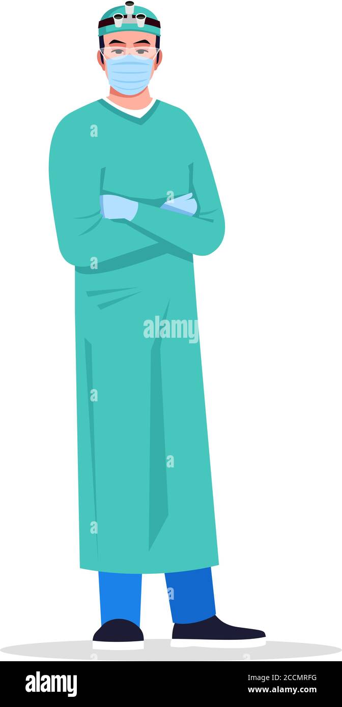 Male surgeon semi flat RGB color vector illustration Stock Vector Image ...