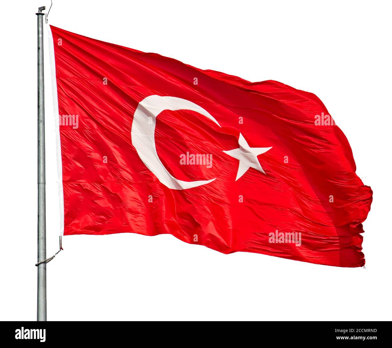 Turkish flag isolated over white background Stock Photo - Alamy