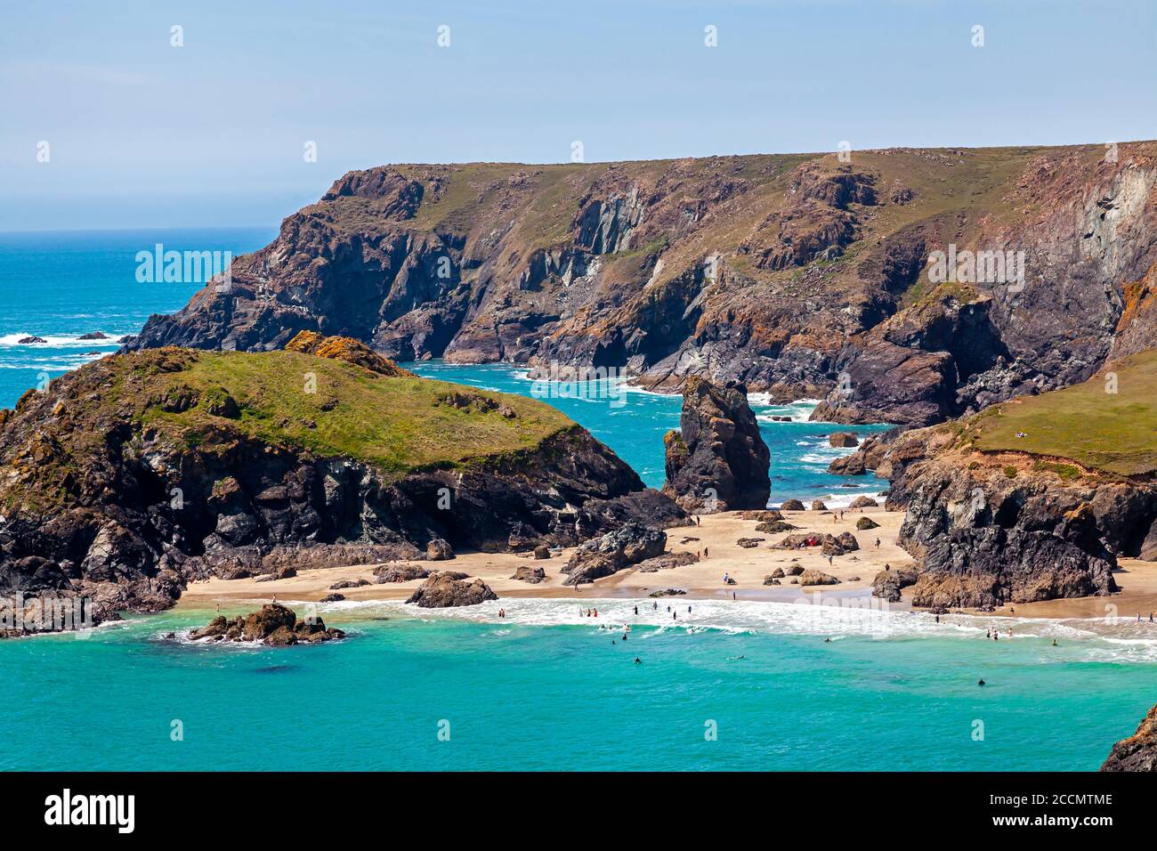 Overlooking Kynance Cove on the Lizard Peninsula Cornwall England UK ...