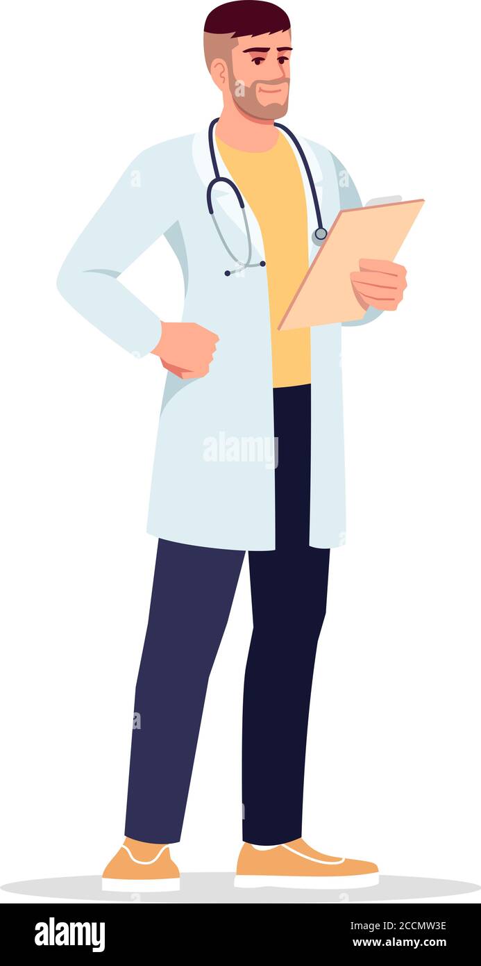 General practitioner semi flat RGB color vector illustration Stock ...