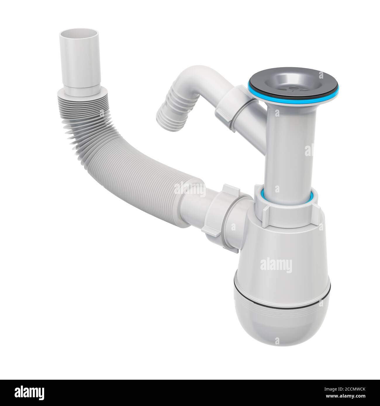 Flexible Siphon with 1 Device Connection, 3D rendering isolated on ...