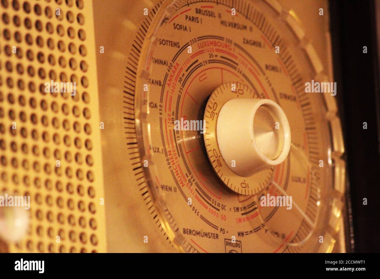 A transistor home radio from the past that still works. It's a very old ...