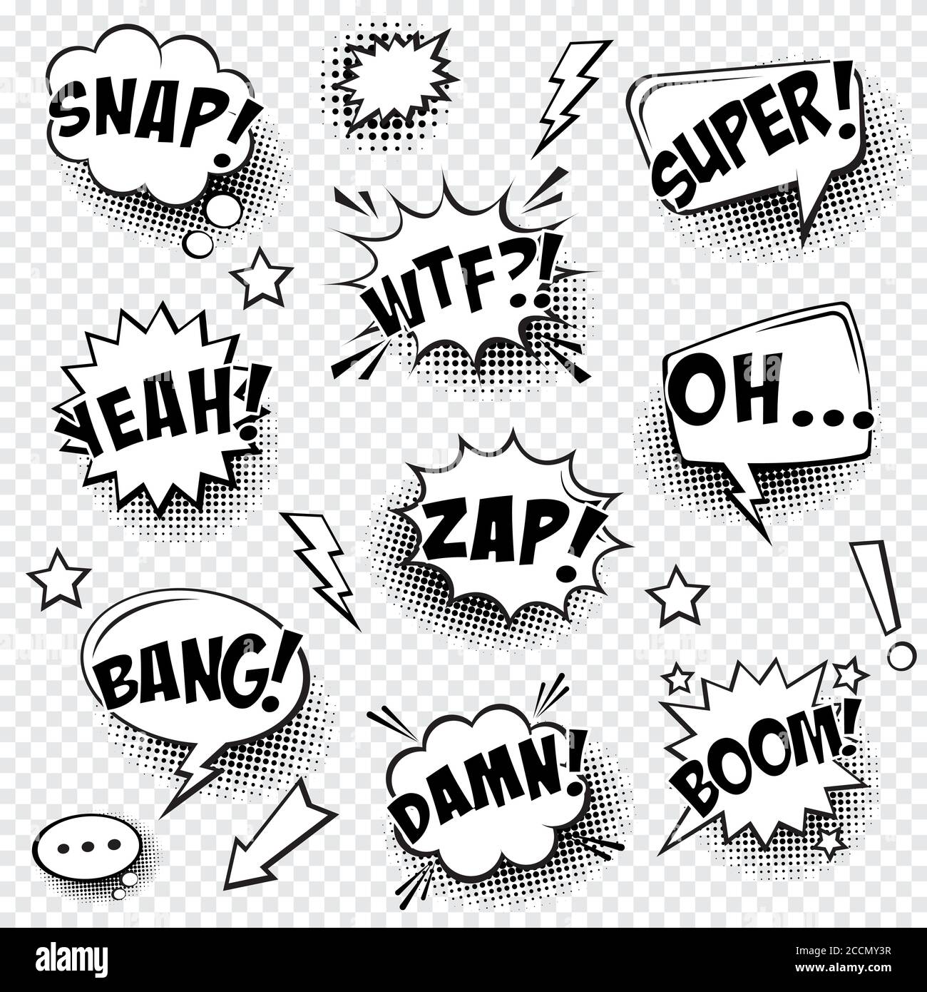 Bubble pop art pow Black and White Stock Photos & Images - Alamy
