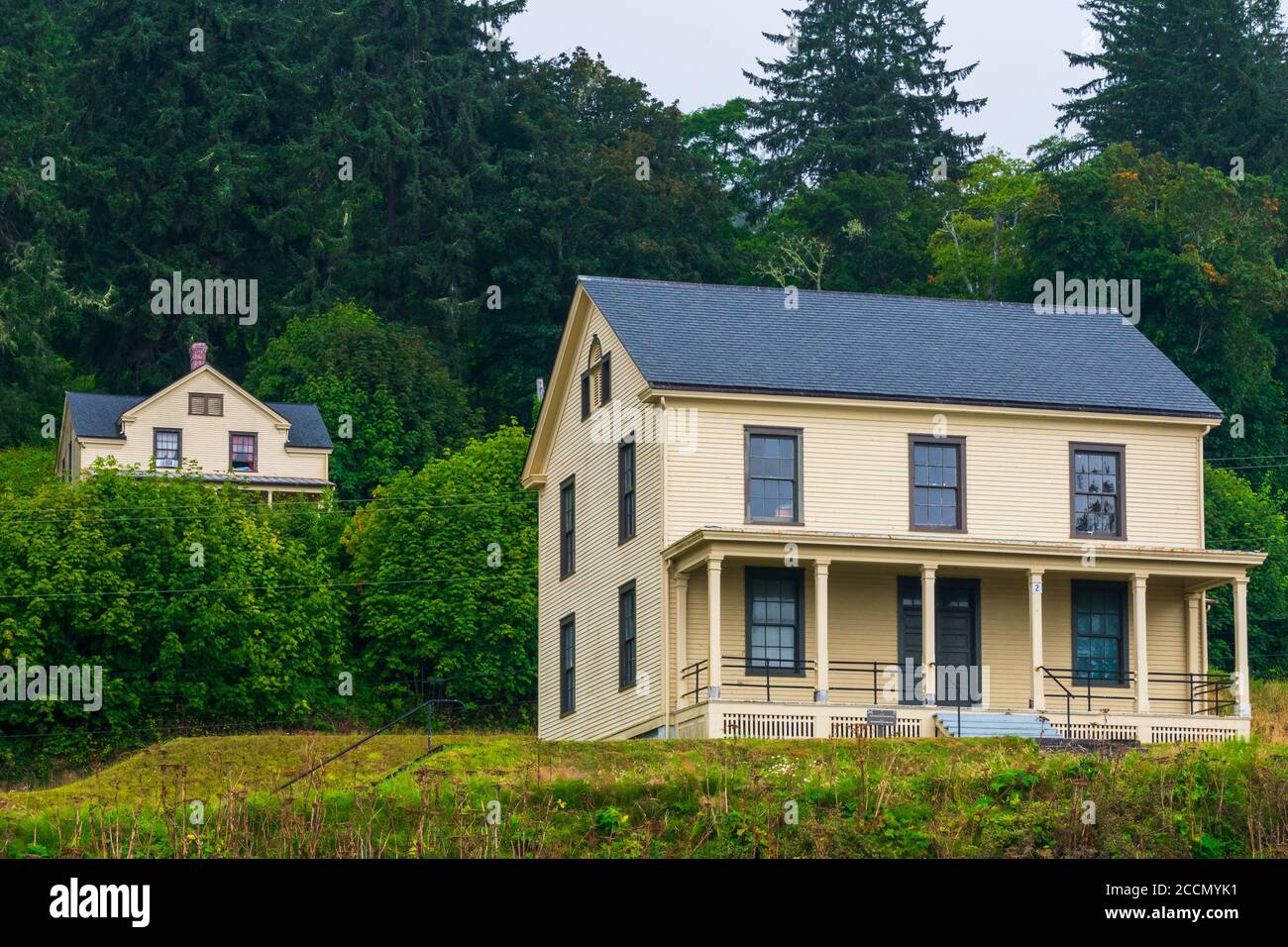 Fort Columbia State Park, WA / USA - Aug 3, 2020: Historic buildings at ...