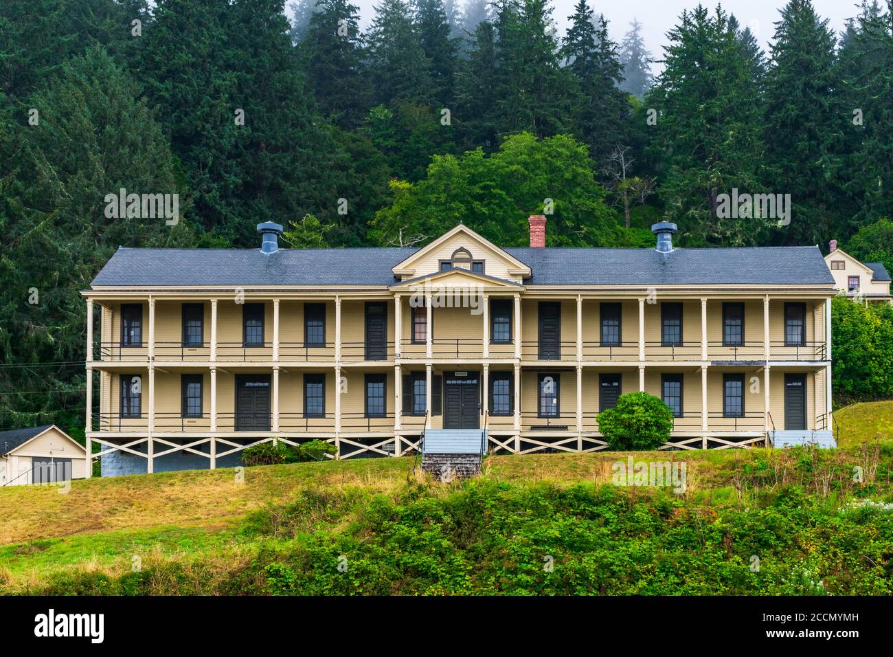 Fort Columbia State Park, WA / USA - Aug 3, 2020: Historic buildings at ...
