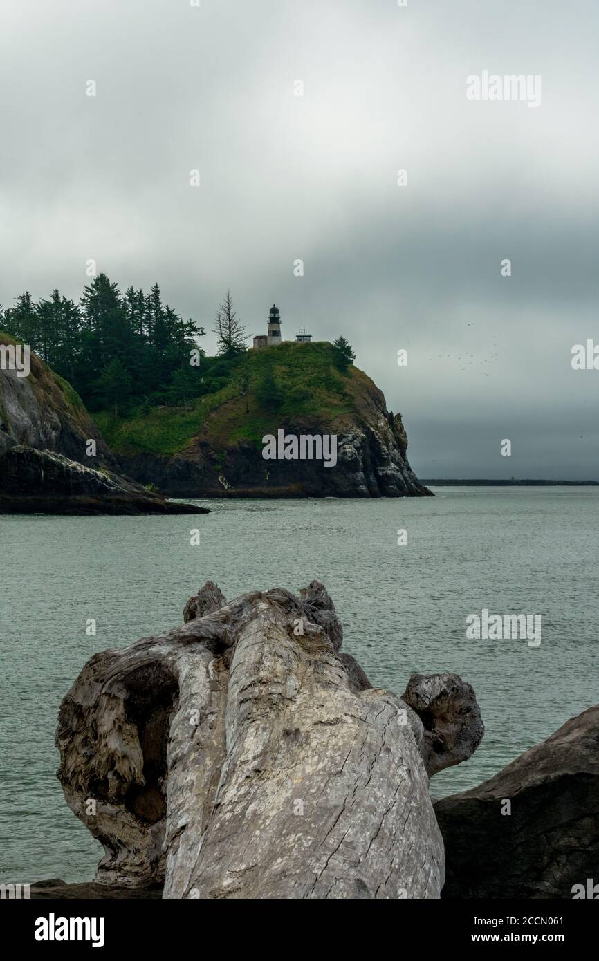 Waikiki Beach with Cape Disappointment Lighthouse at Cape ...