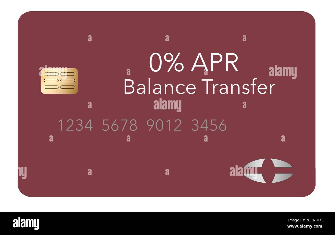 Here is a red 0% APR balance transfer credit card and is isolated on a ...