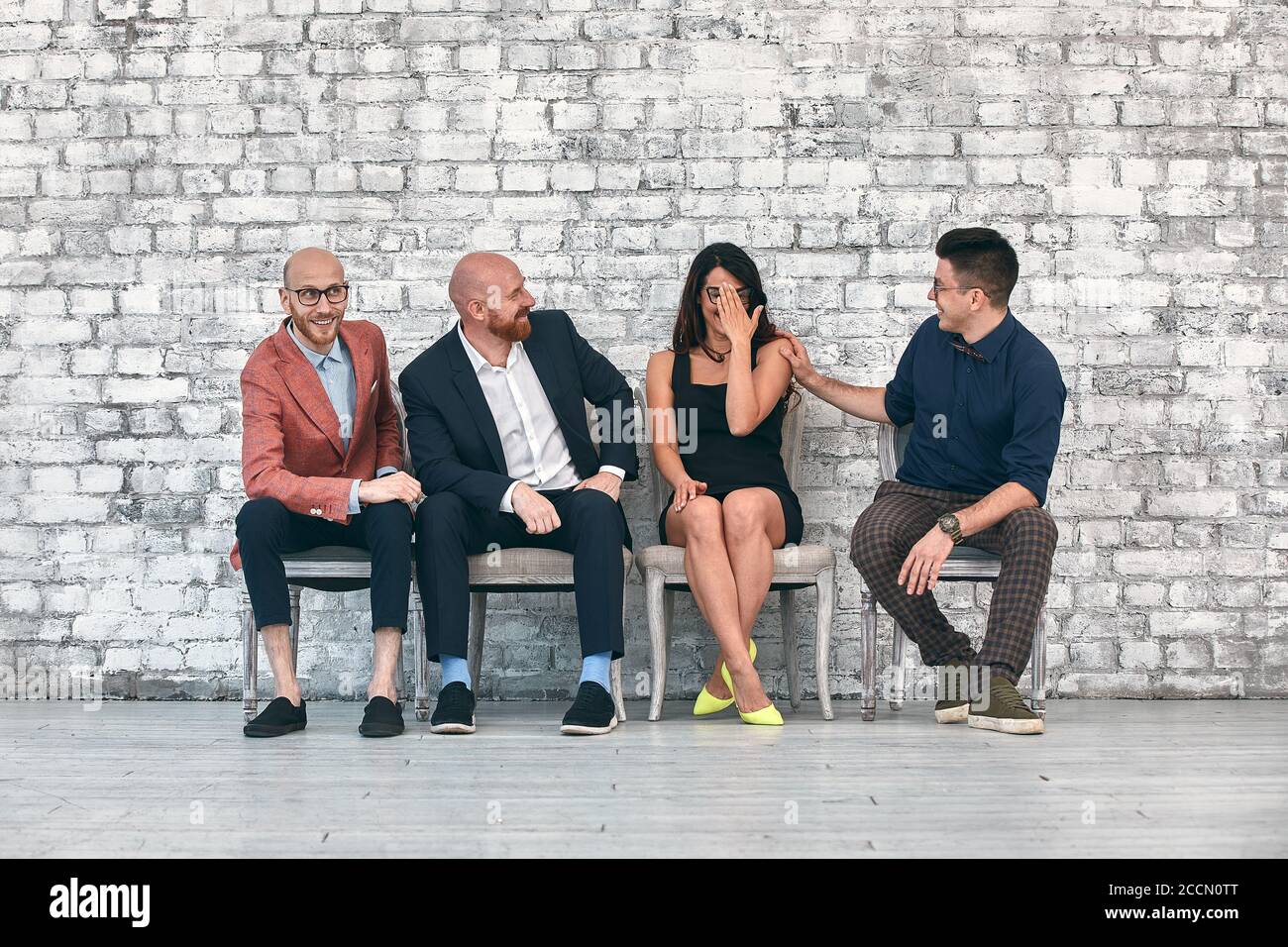 Human Resources Interview Recruitment Job Concept. People are waiting ...