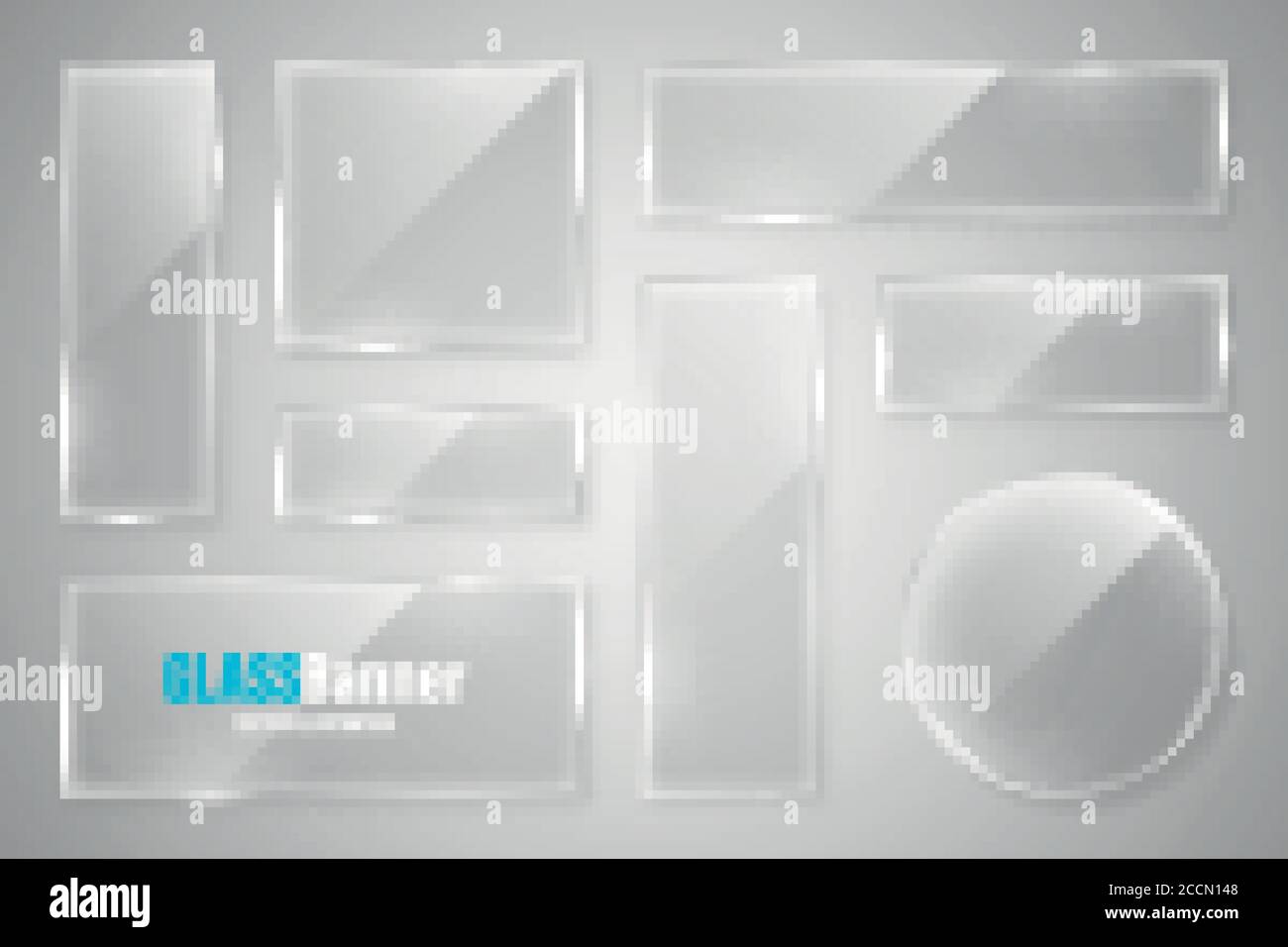 Glass frame. Realistic glossy transparent glass banner with glare ...