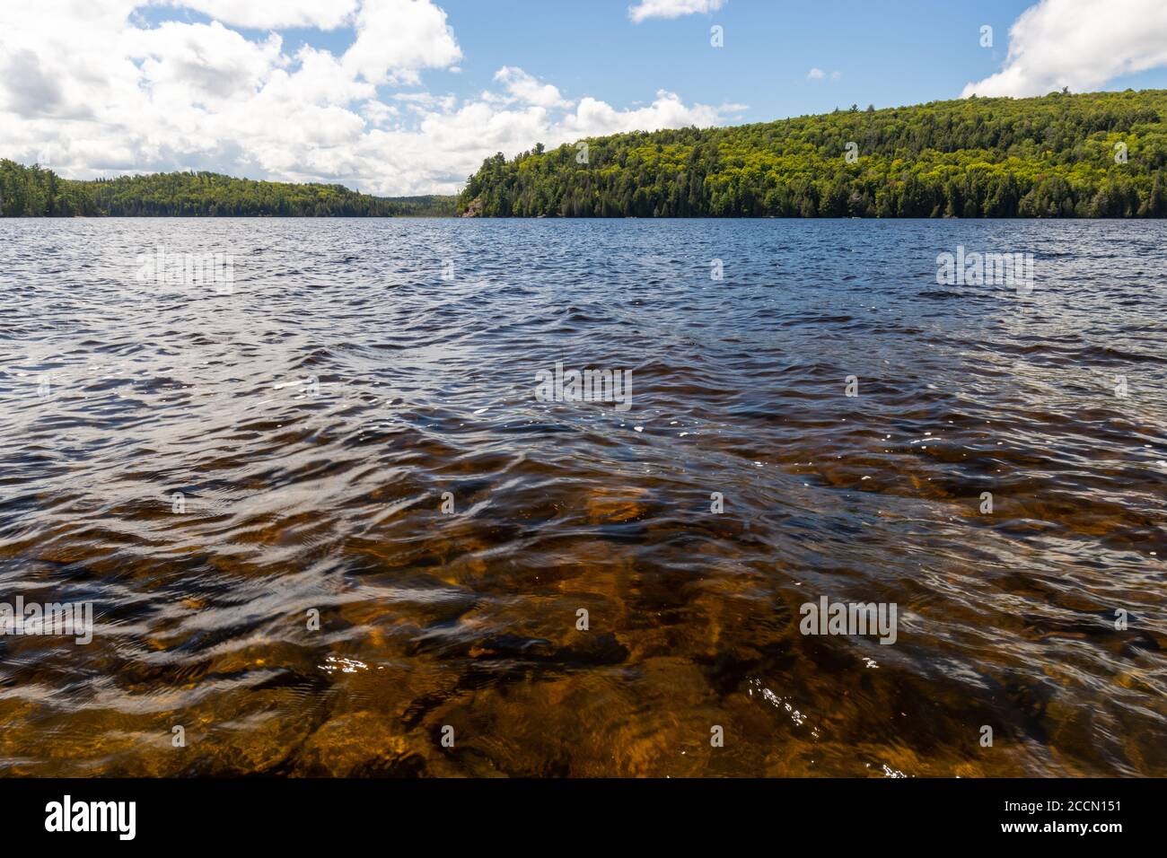 Scenic view of Rock Lake with clear water as seen from Booths Rock ...