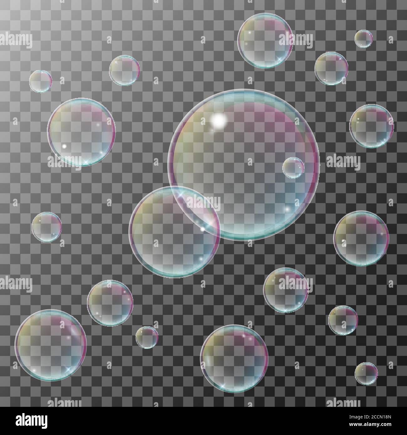 Transparent soap bubbles isolated elements, vector illustration Stock ...