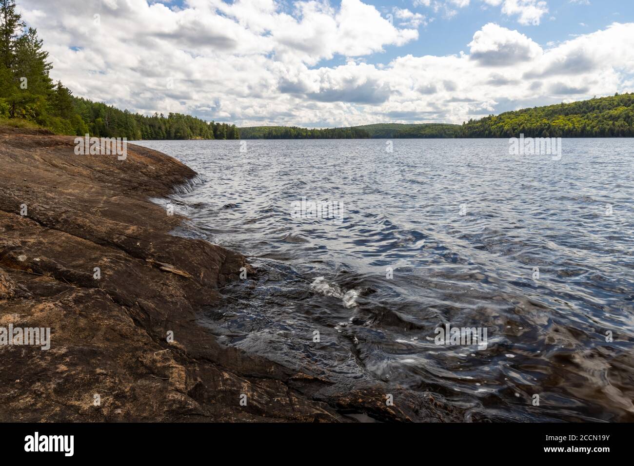 Scenic view of Rock Lake with clear water as seen from Booths Rock ...