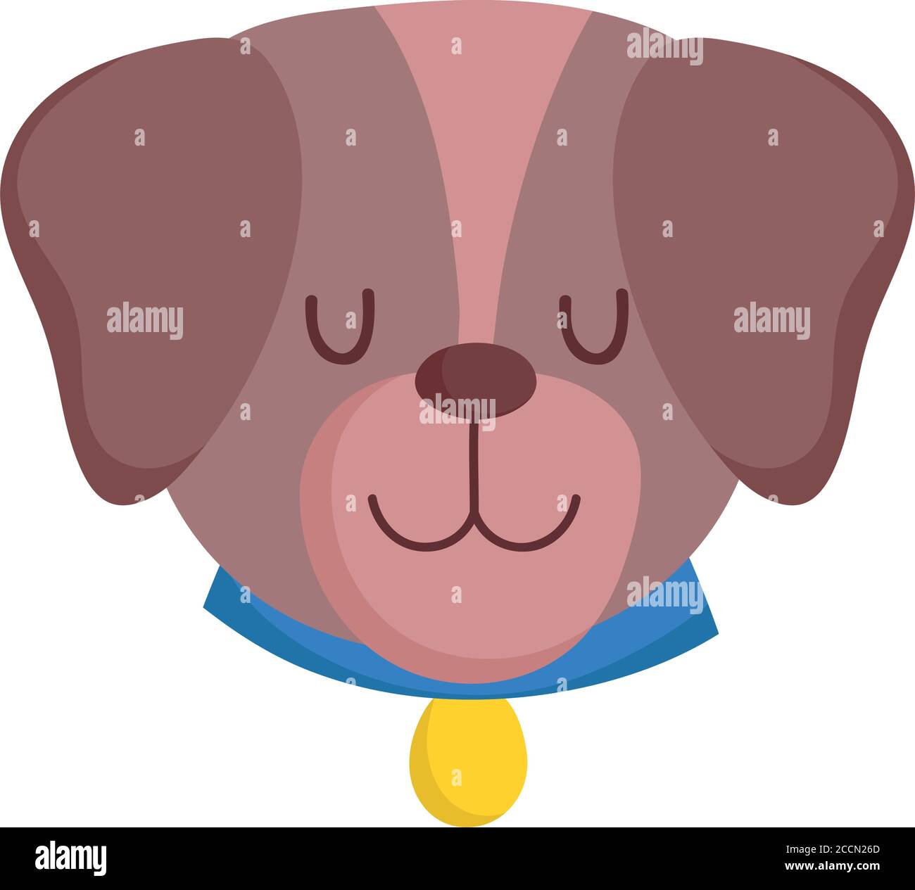 pet little cute dog collar head cartoon isolated white background ...
