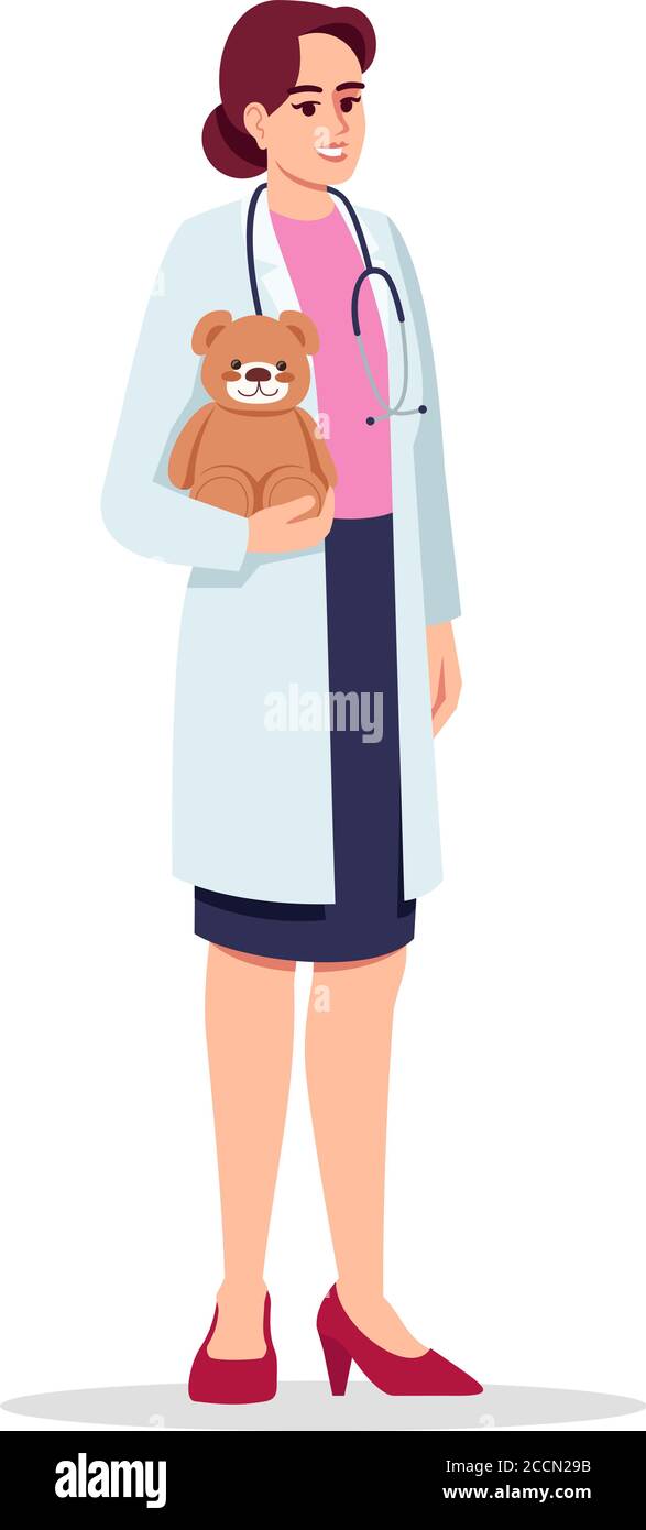 Baby doctor semi flat RGB color vector illustration Stock Vector Image ...