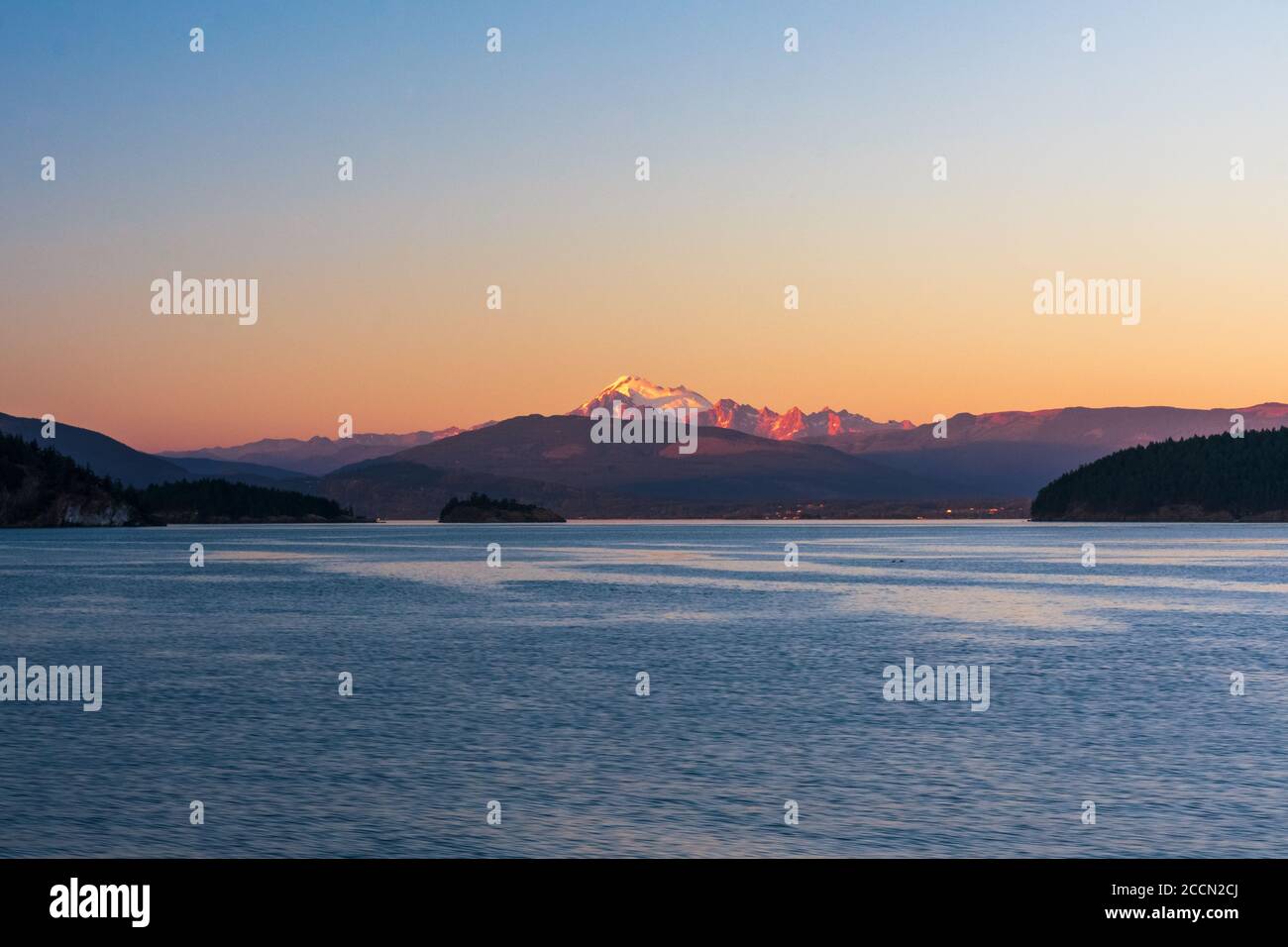 Mount Baker Sunset over Padilla Bay Stock Photo - Alamy