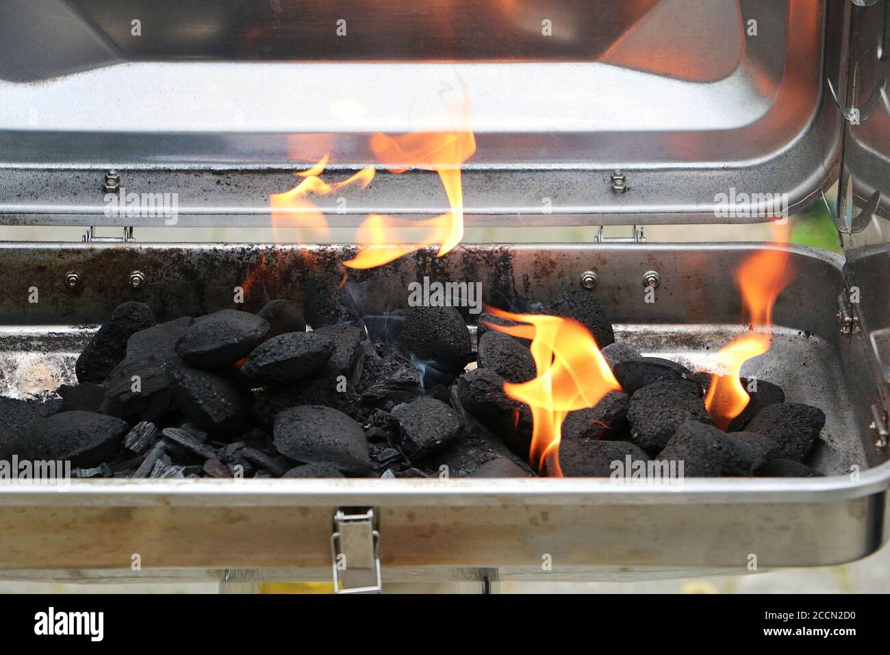 Closeup shot of flames coming out of burning coal Stock Photo - Alamy