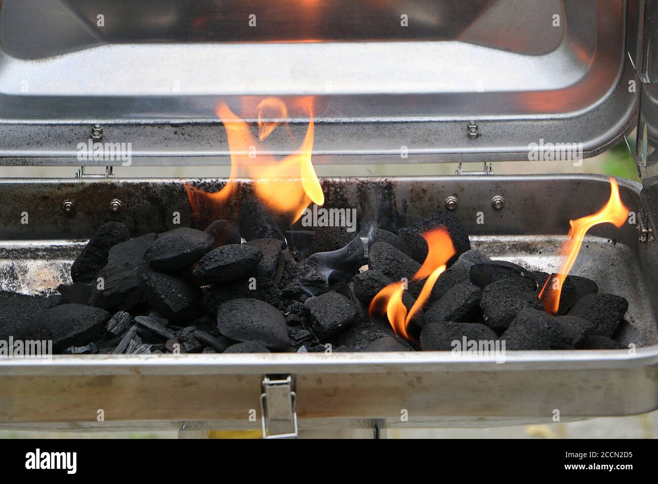 Closeup shot of flames coming out of burning coal Stock Photo - Alamy