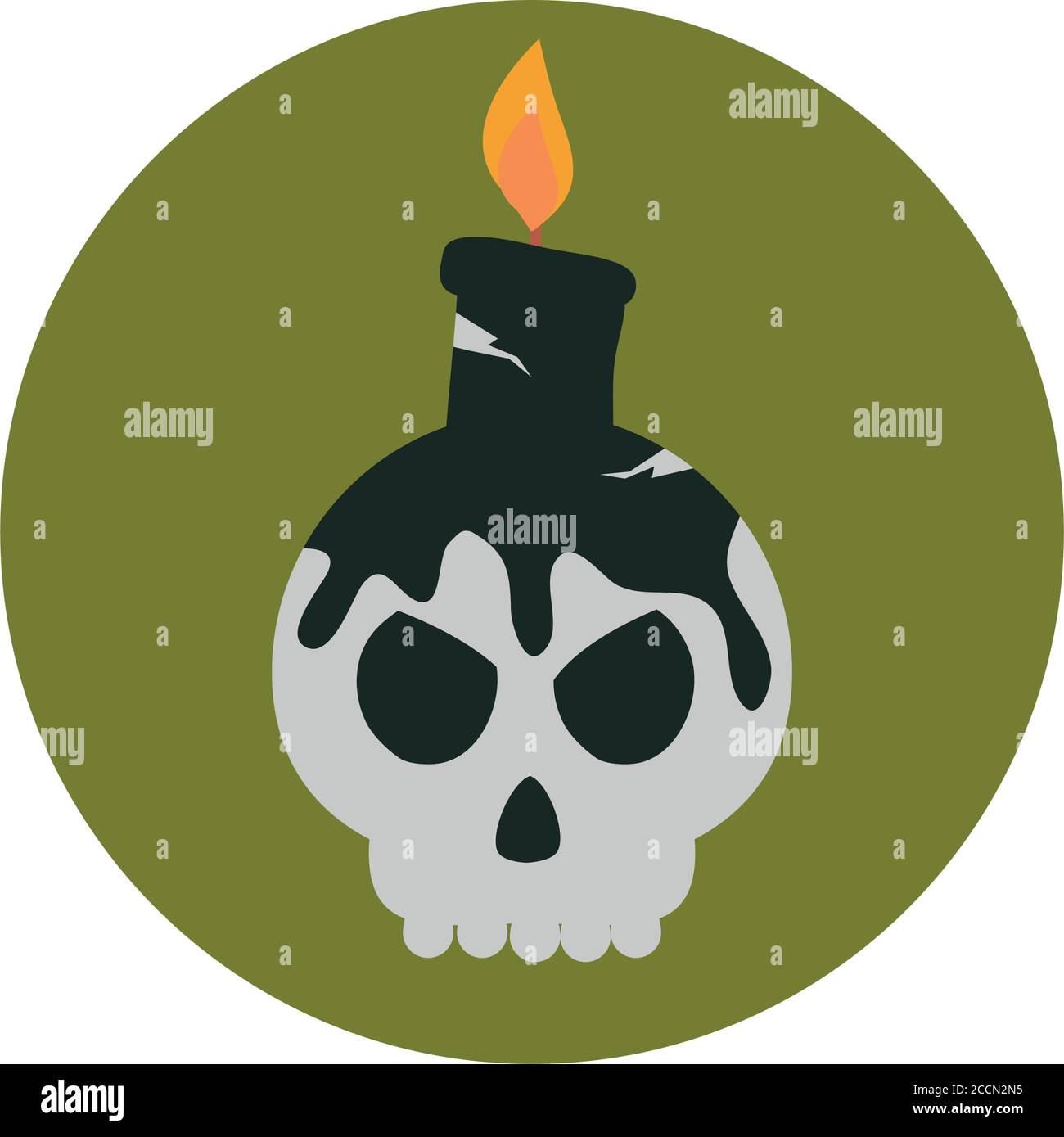 happy halloween, skull with burning candle trick or treat party ...