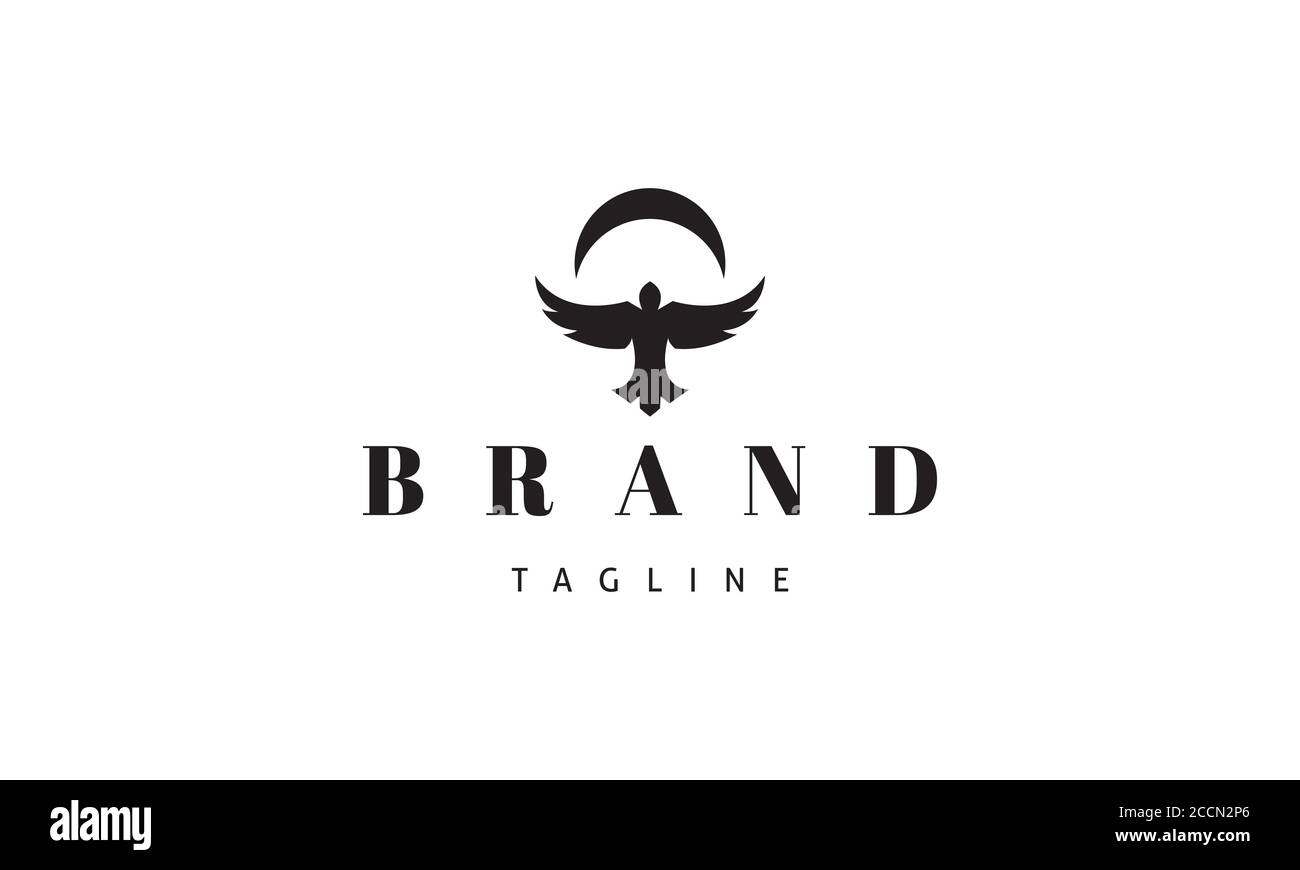 Vector logo on which an abstract image of a bird with spread wings and ...