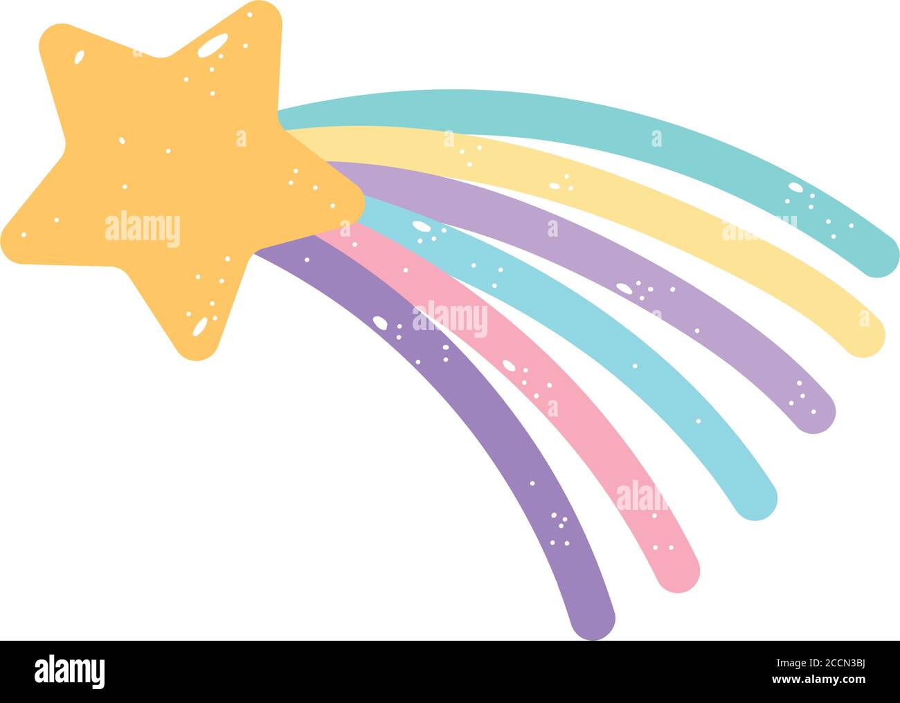 shooting star rainbow cartoon isolated icon design over white ...