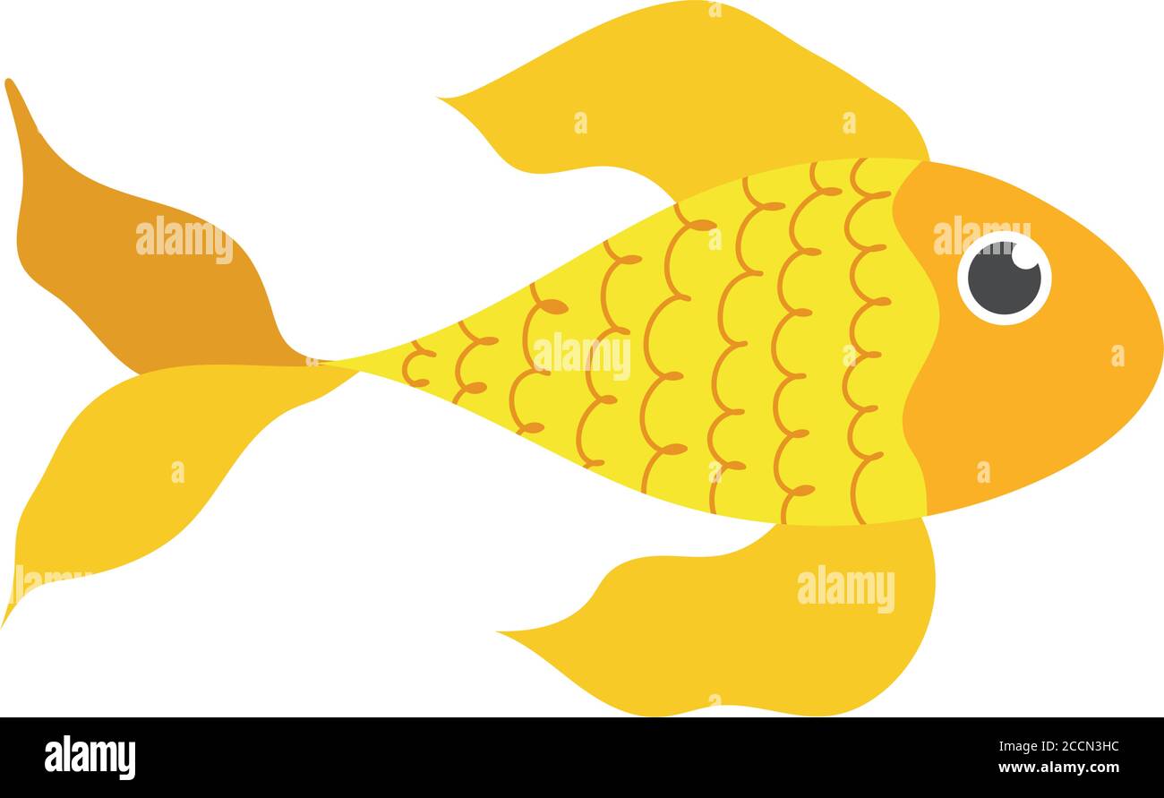 gold fish pet cartoon isolated white background design vector ...