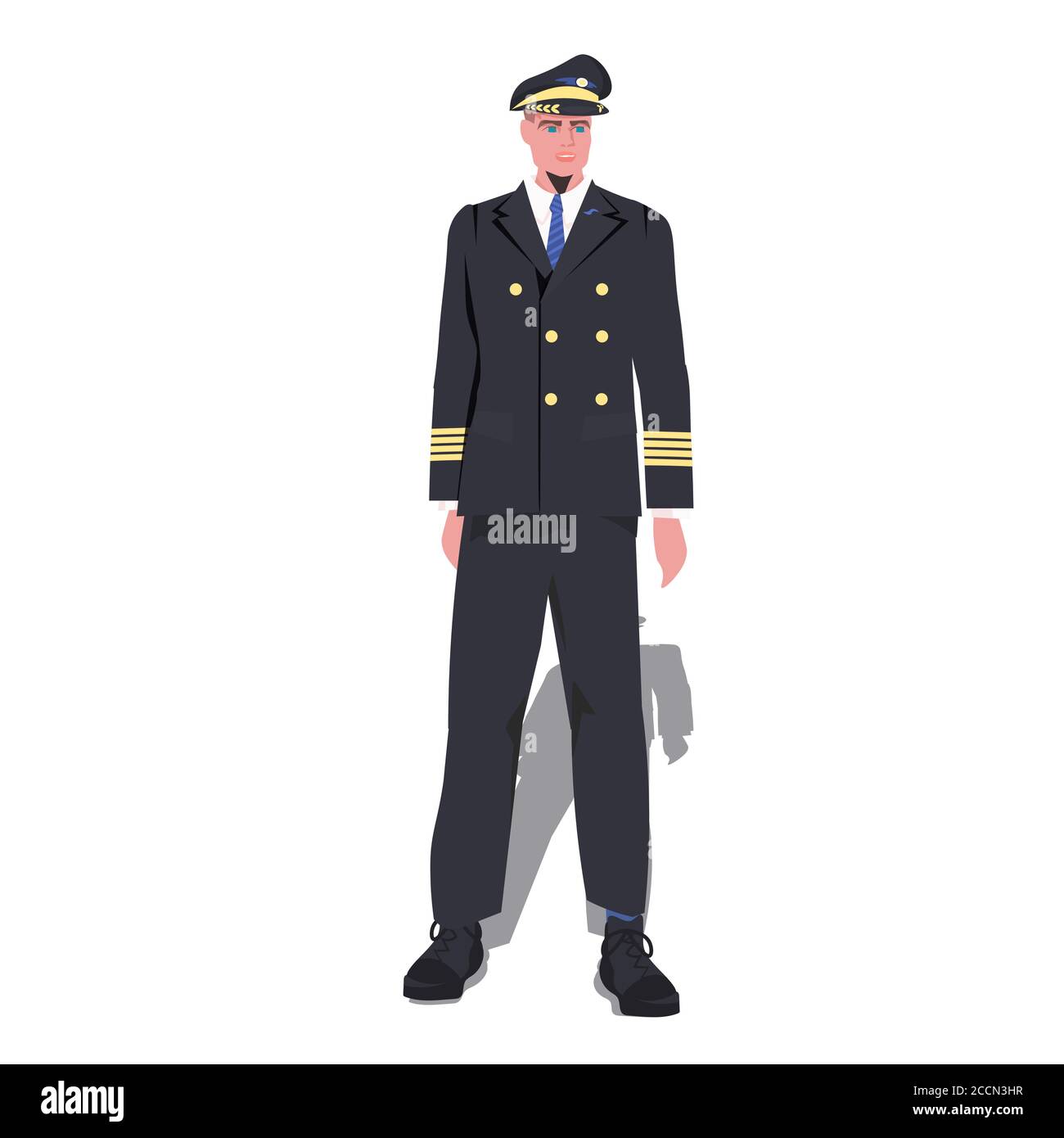 man pilot in uniform male captain standing pose aviation concept full ...