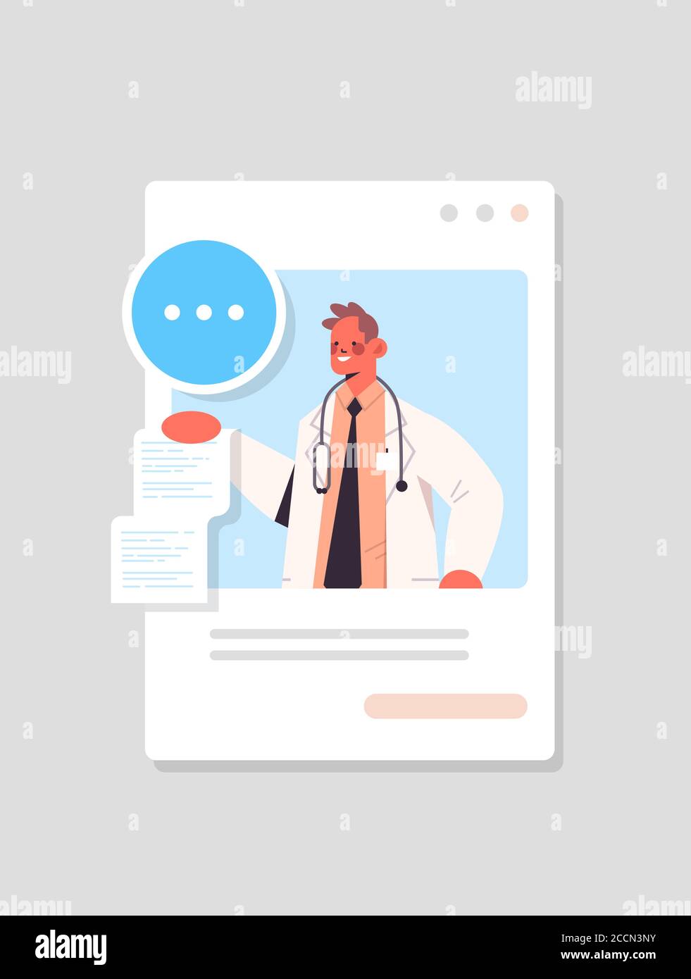 male doctor in web browser window consulting patient online ...