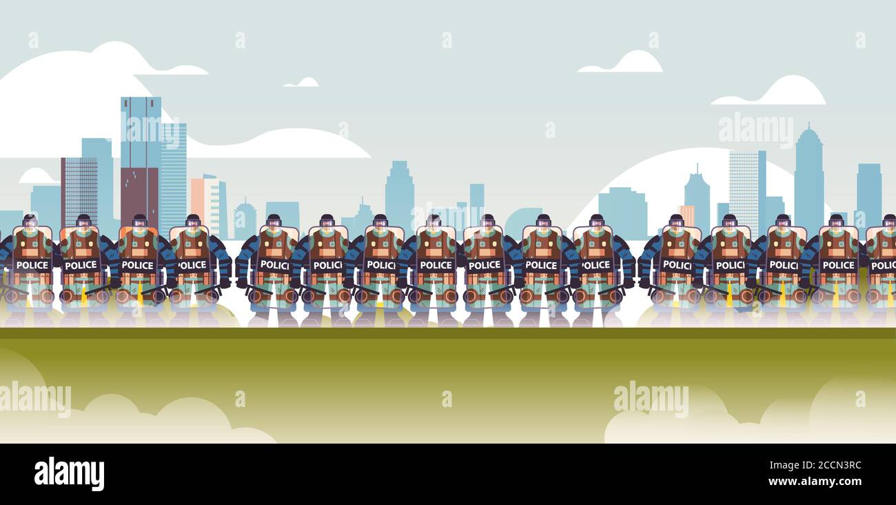 policemen with shields and batons riot police officers standing ...