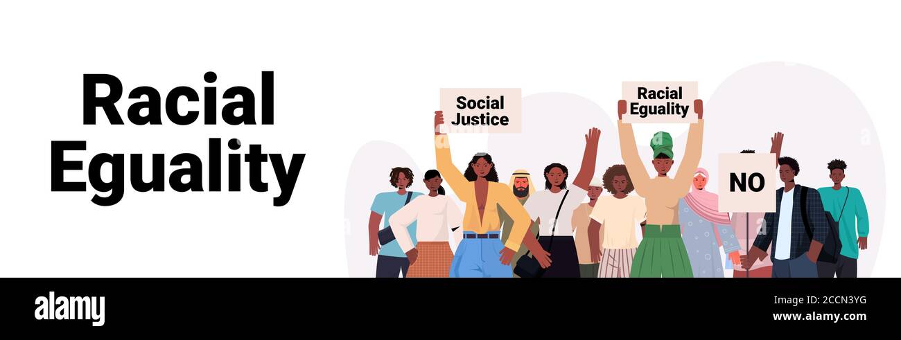 african american people activists holding stop rasism posters racial ...