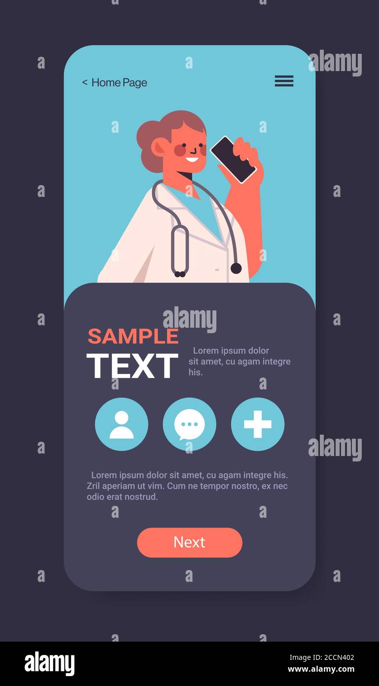 female doctor talking on phone consulting patients in mobile app online ...