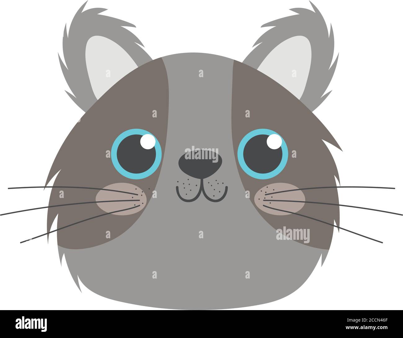 pet little cute gray cat head cartoon isolated white background design ...