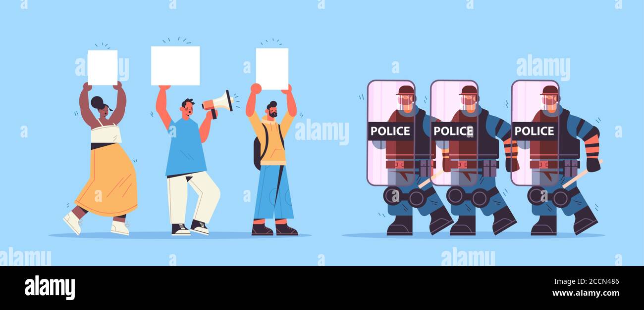 policemen in full tactical gear riot police officers attacking street ...