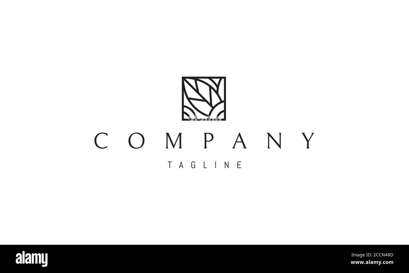 Vector logo on which an abstract image of a leaf in a square Stock ...