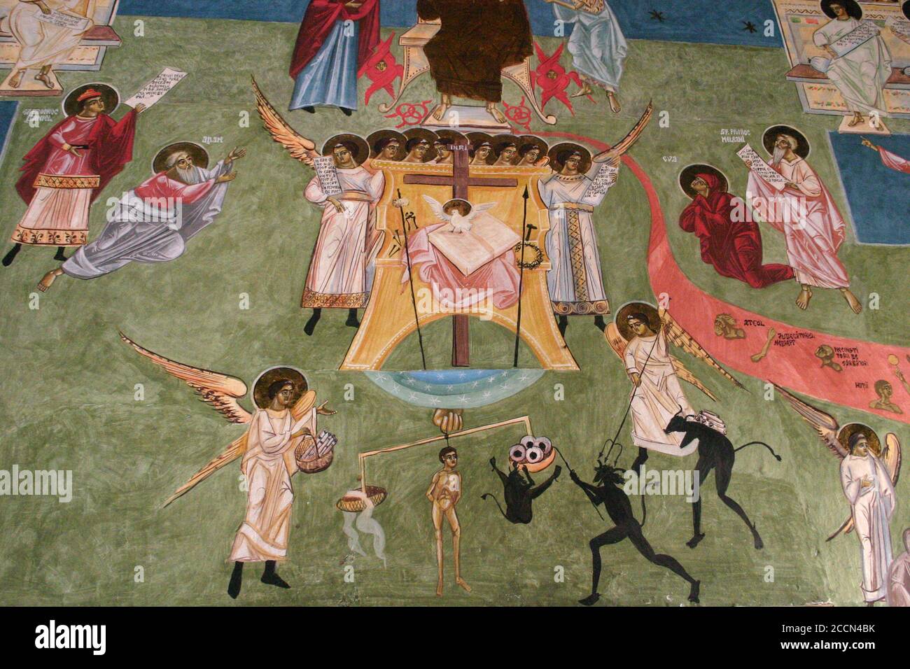 Fresco depicting "The Last Judgement" at Dejani Orthodox Church, Brasov ...