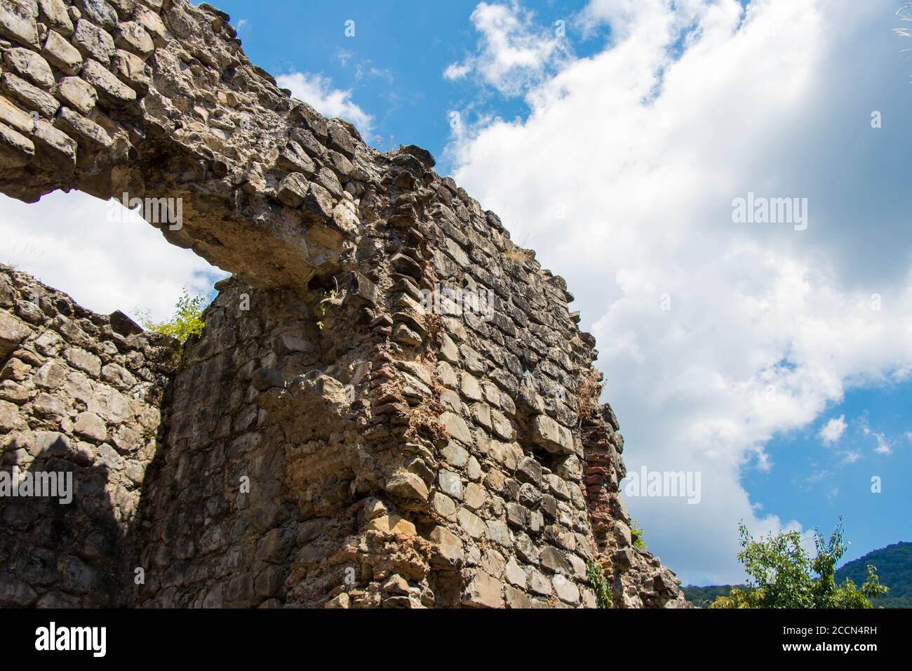 Ruins of the Qum Basilica in Qakh city. Old Albanian church in ...
