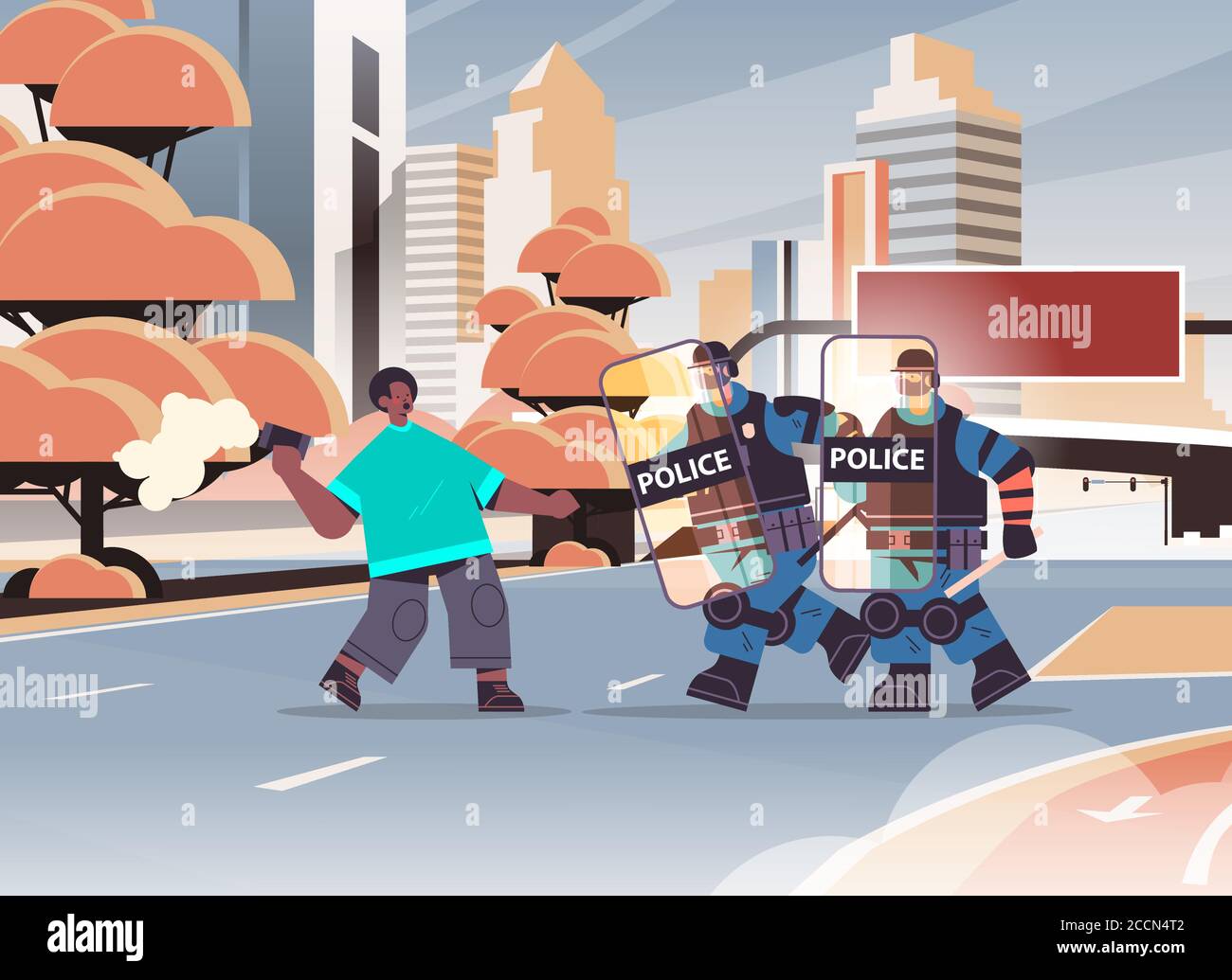 policemen in full tactical gear riot police officers attacking ...