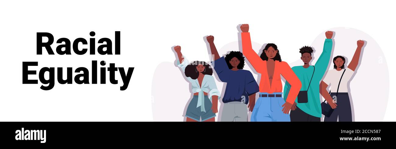 african american people activists holding raised up hands racial ...