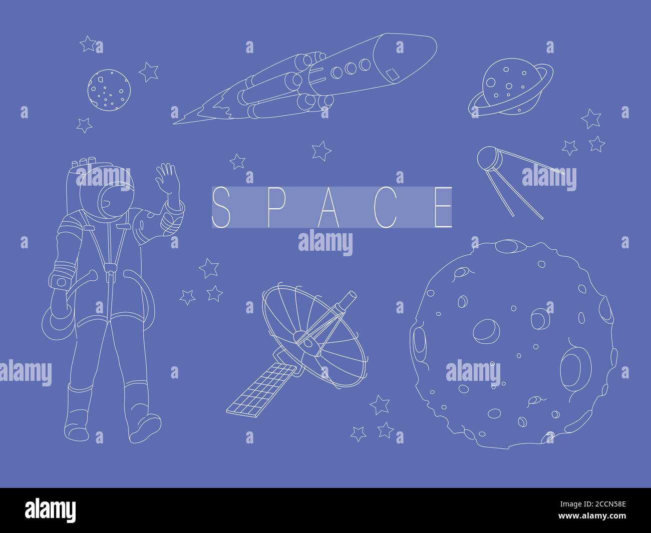 Vector set concept space. Astronaut, space rocket, planet, satellite ... Vector set concept space. Astronaut, space rocket, planet, satellite ...