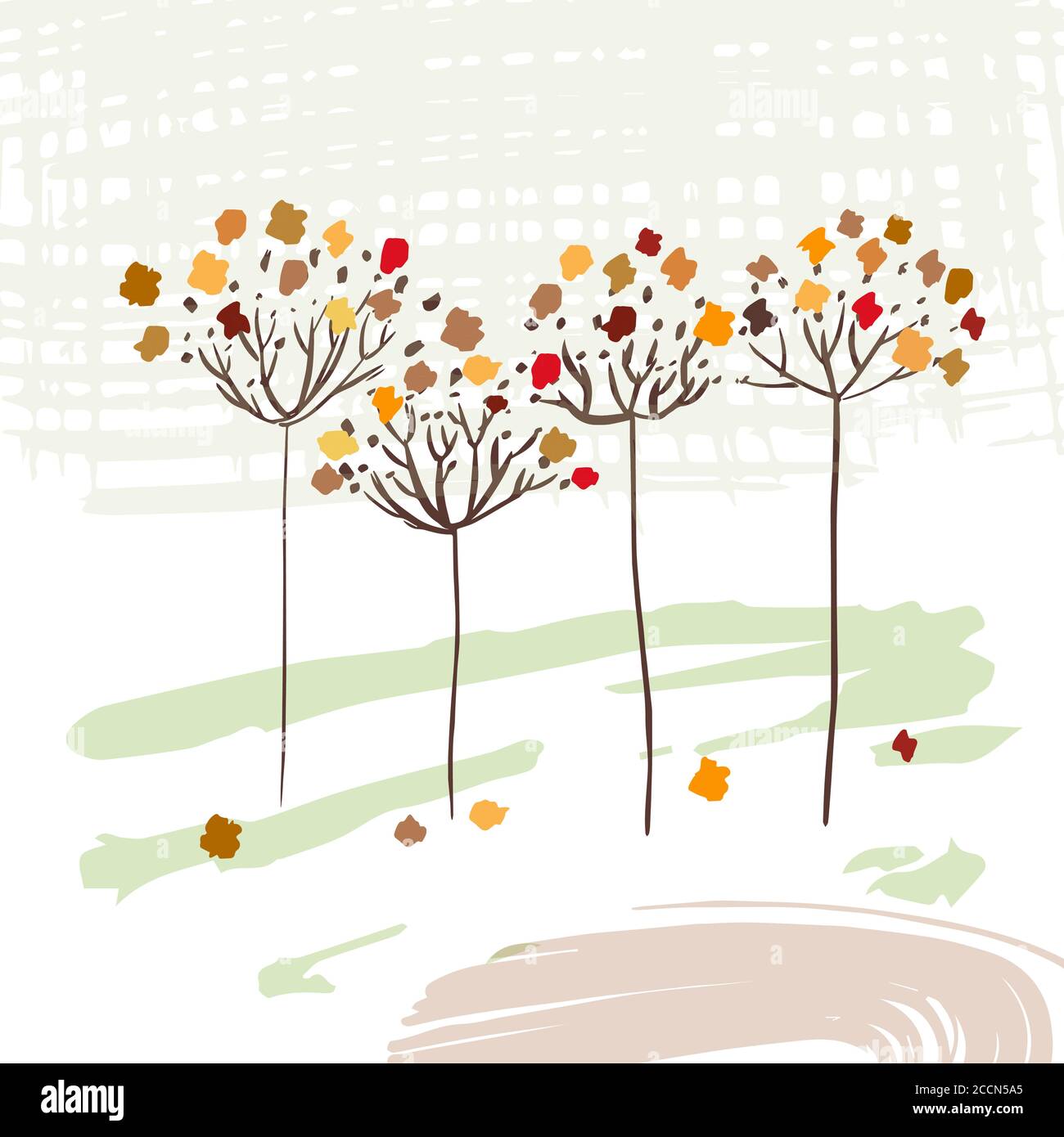 Three autumn trees are conceptual with colorful leaves. Illustration ...
