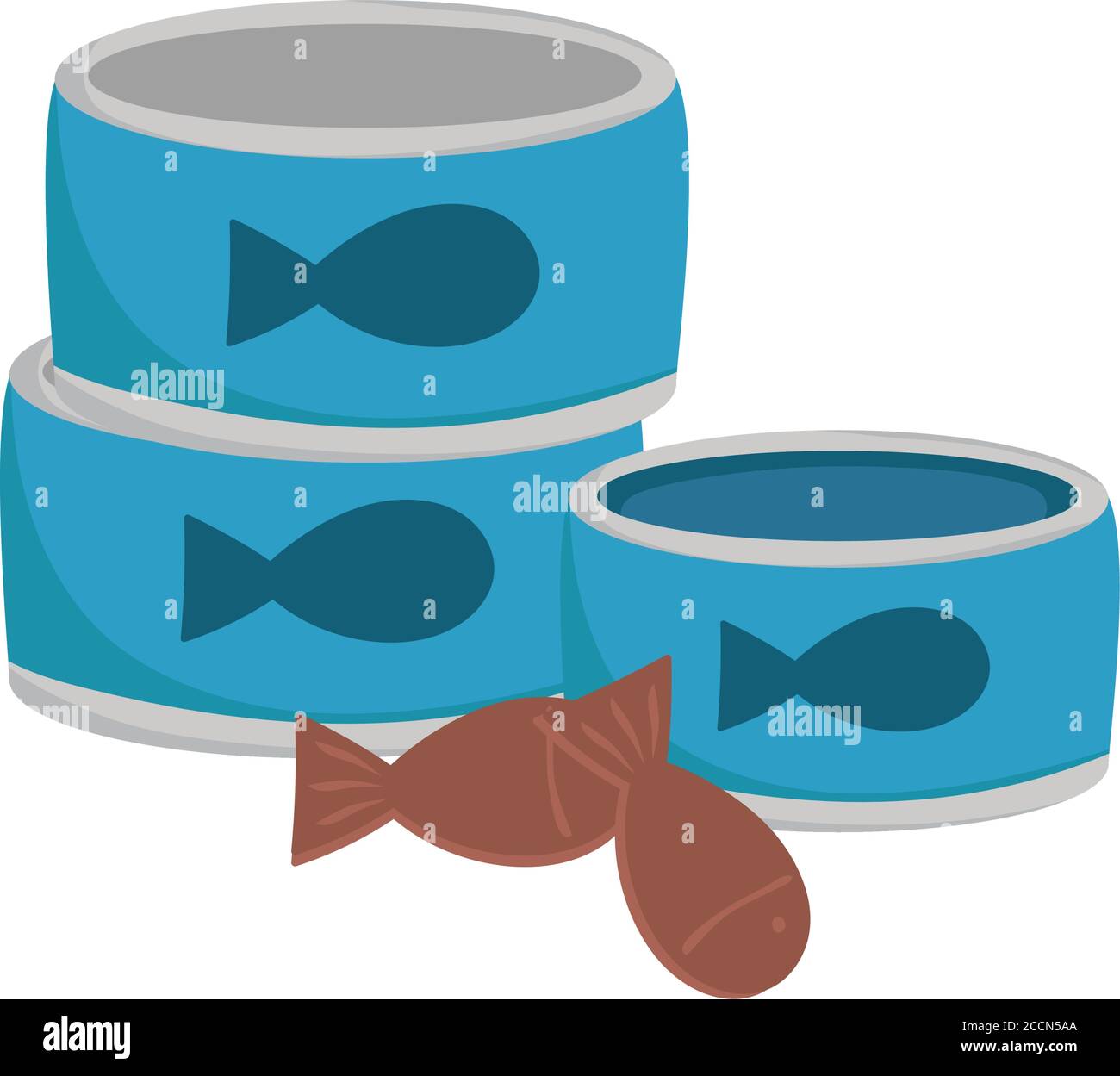 pet shop food fish can and cookies isolated white background design ...