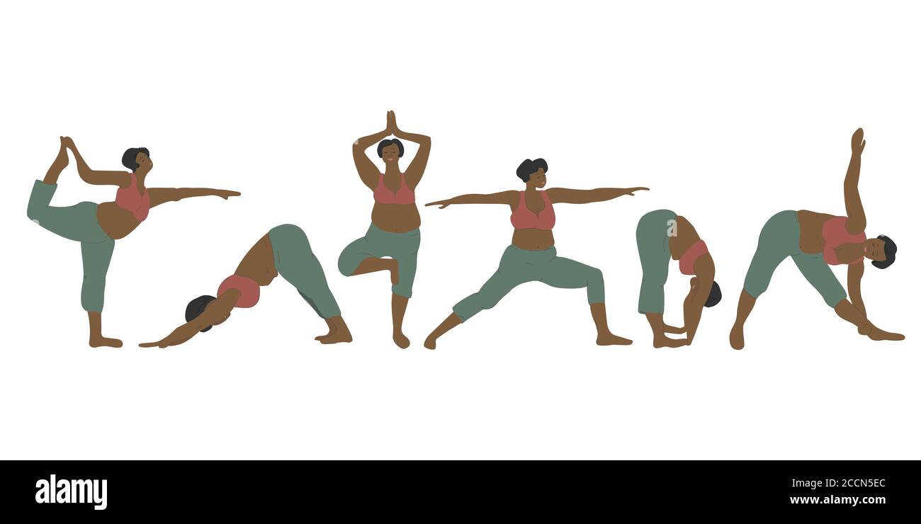 Plus size girl in various yoga asanas. sports legends goes in for ...