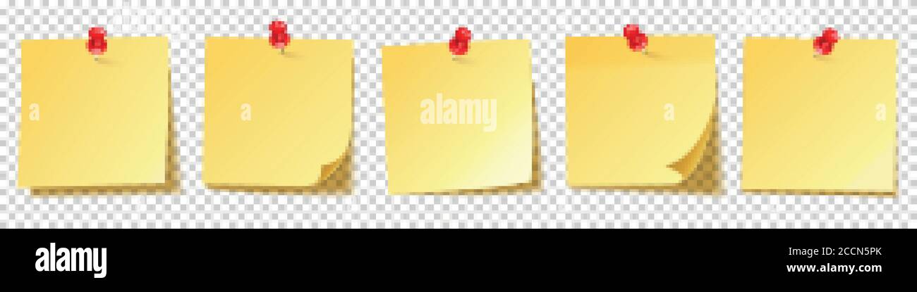 Realistic blank sticky notes isolated on white background. Yellow ...