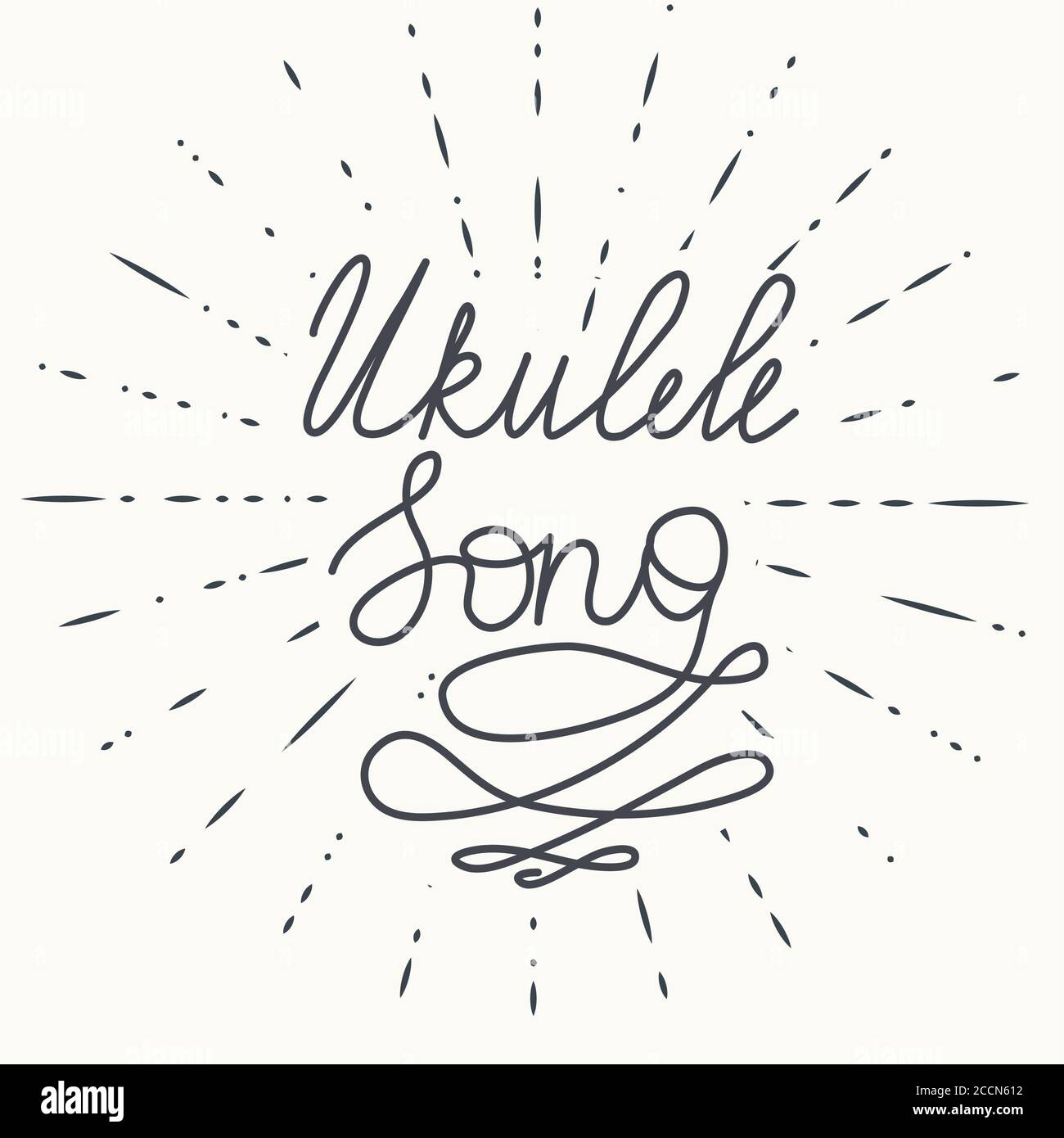 Ukulele surfing lettering. Hawaiian tropical exotic handmade design ...